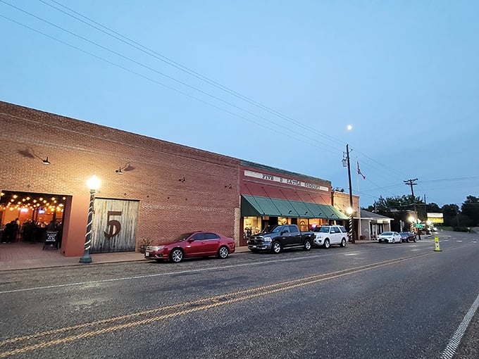 The rustic charm of Five D Cattle Company beckons like a siren song for steak lovers. That patriotic bunting isn't just decoration&mdash;it's a promise of all-American beef excellence.