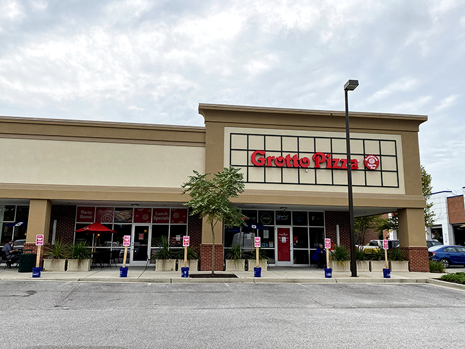 Grotto Pizza's unassuming strip mall exterior hides a swirly sauce paradise that's been making Marylanders weak at the knees for decades.