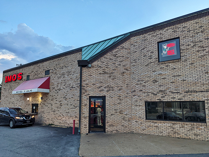 The brick fortress of St. Louis pizza tradition. Imo's unassuming exterior hides the birthplace of that famously divisive Provel cheese experience.