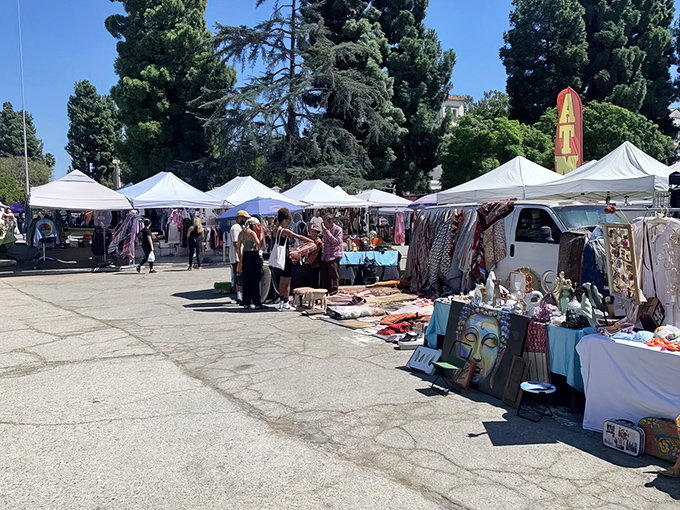 White tents and treasures as far as the eye can see! Melrose Trading Post transforms a school parking lot into a vintage paradise.