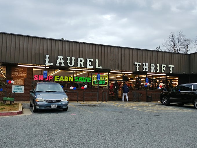 The iconic Laurel Thrift storefront beckons with its retro signage&mdash;like a time portal to bargain paradise.
