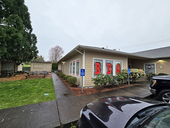 The rustic charm of Pine Shed Ribs beckons like a smoky siren call to BBQ lovers everywhere.