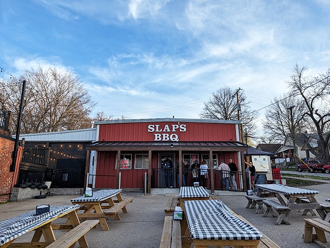 At Slap's BBQ, the line forms early and the picnic tables beckon &ndash; democracy in action where everyone votes for brisket.