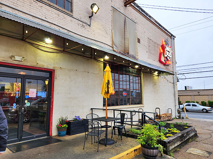  Big Rig's storefront says it all &ndash; no fancy frills, just serious BBQ waiting behind that red sign.