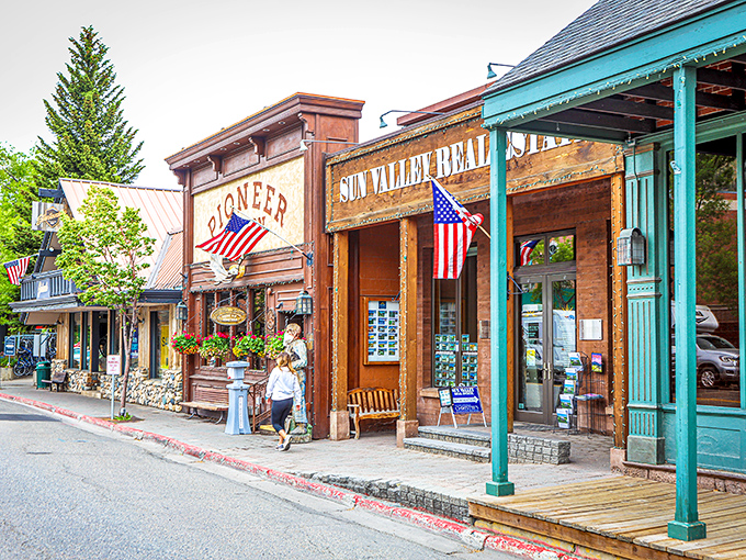 The Pioneer Saloon's storied wooden storefront stands proud among Ketchum's charming downtown, like a delicious time portal to the Old West.
