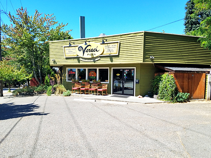 The little yellow pizzeria that could. Veraci's modest facade hides Seattle's wood-fired wizardry like Clark Kent's glasses hide Superman.