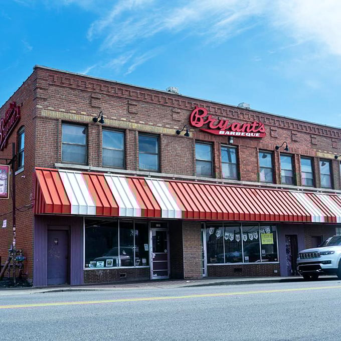 That classic red and white awning isn't just decoration&mdash;it's a beacon signaling you've arrived at BBQ nirvana.