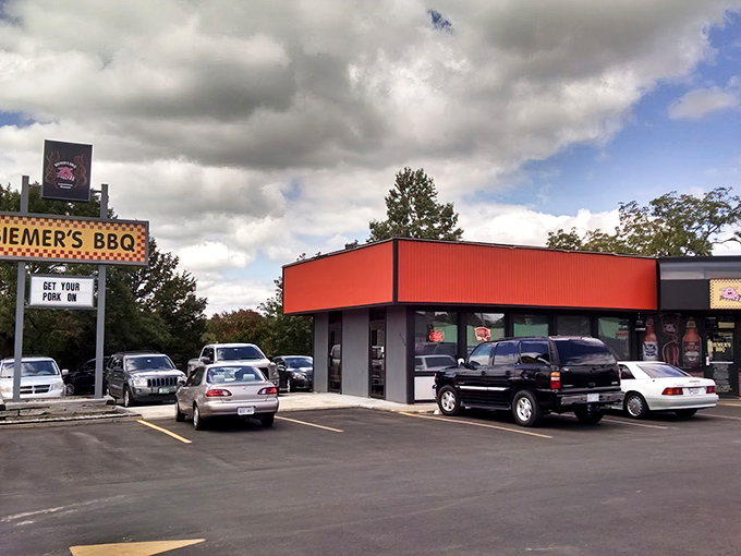 Biemer's BBQ: "The sign says 'Get Your Pork On' and honestly, that's the best advice you'll get all day. Kansas BBQ wisdom at its finest."