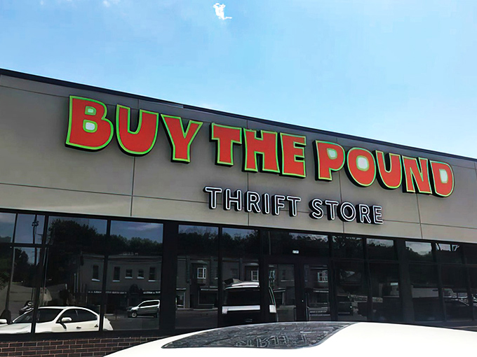 Shopping by weight feels revolutionary, like discovering a secret society where designer castoffs cost less than a latte.