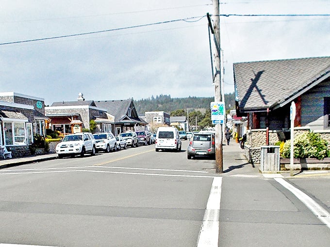 Blue skies frame this coastal gem where every shop seems to whisper, "Come in, browse awhile, no rush here."