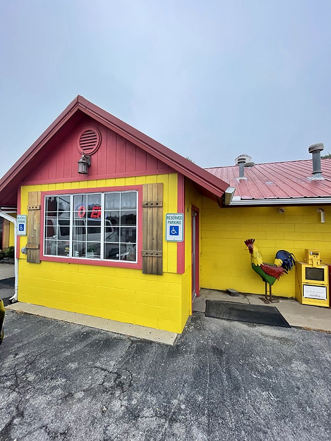 That metal rooster isn't just decoration&mdash;he's the unofficial greeter who's seen more breakfast revelations than a morning talk show.