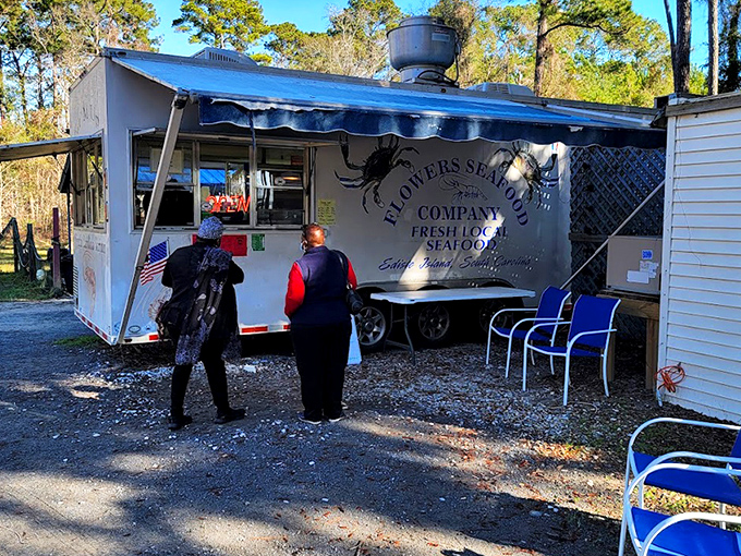 Fresh shrimp so local they practically introduce themselves! Flowers' mobile setup brings seafood straight from boat to plate.
