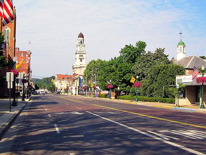 The steeple stands like a friendly exclamation point at the end of Marietta's main street, as if to say, 'Yes, towns really can be this picturesque!'