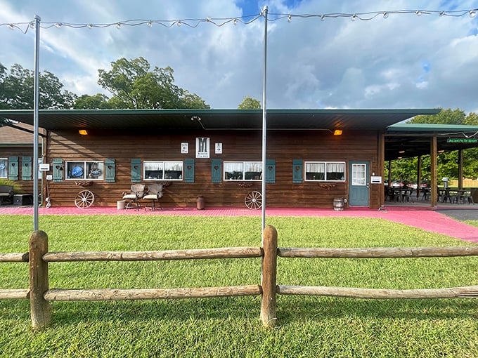 Country casual meets carnivore's paradise. This unassuming cabin holds beef treasures that would make even the most jaded city slicker smile.