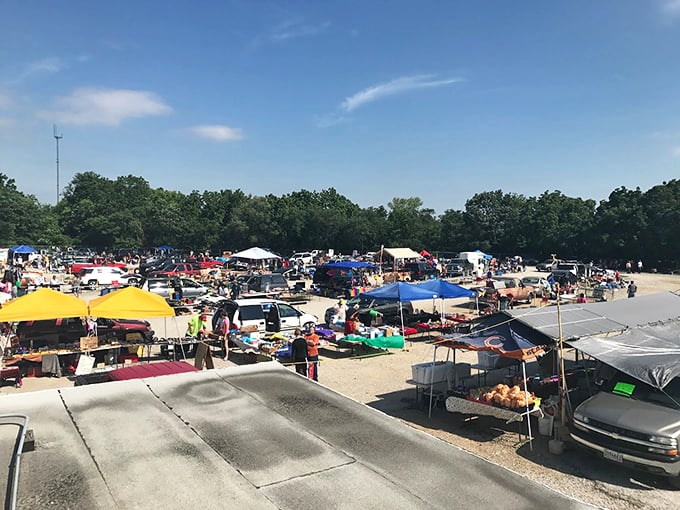 The modern-day gold rush happens here every weekend, where pickup trucks become retail spaces and haggling is an Olympic sport.