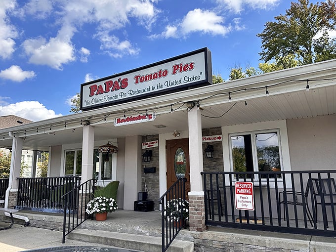 "The Oldest Tomato Pie Restaurant in the United States" isn't just a sign&mdash;it's a time machine disguised as a front porch.
