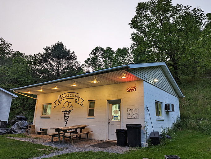  When the "OPEN" sign glows at dusk, locals know it's time for pizza that's worth the drive from three counties away.