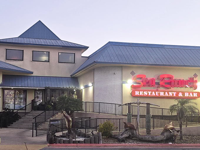 That neon sign promises what every Texan dreams of: seafood without pretension and portions that'll make your cardiologist wince.