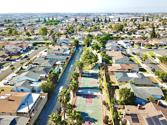 From above, Minden reveals its perfect small-town geometry &ndash; where neighborhood basketball courts are as essential as churches and barbecue joints.