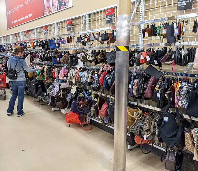 A wall of handbags that would make Carrie Bradshaw weep with joy&mdash;each one waiting for its second chance at fashion greatness.