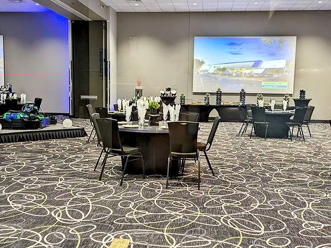 Corporate events get the checkered flag treatment in this stylish space. Who said business meetings can't include a side of adrenaline?