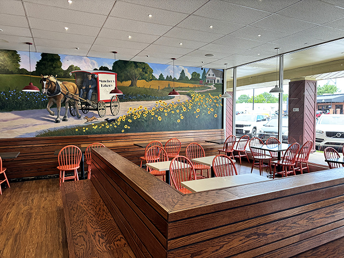 A glimpse into donut paradise – where that sunflower-dotted mural isn't the only work of art in this Lawrence institution.