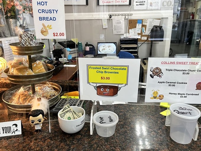 Behind the counter, homemade treats await like supporting actors who secretly steal the show. That hot crusty bread isn't just a side&mdash;it's essential equipment.
