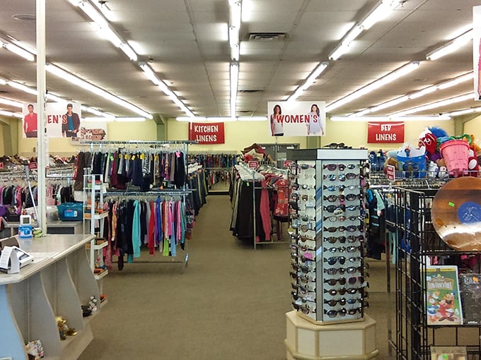 Organized chaos at its finest! Clear signage guides you through this labyrinth of second-hand treasures where your next obsession awaits.