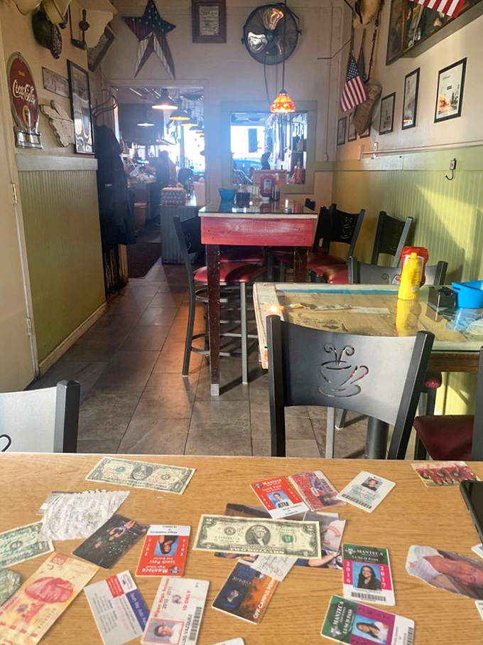 Step inside and suddenly you're part of the community. Those dollar bills under glass? Each one has a story waiting to be told.