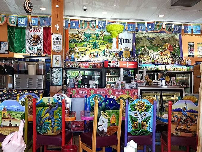 Pull up a chair that tells its own colorful story. The hand-painted Mexican scenes and festive d&eacute;cor aren't from some corporate catalog&mdash;they're straight from the heart.