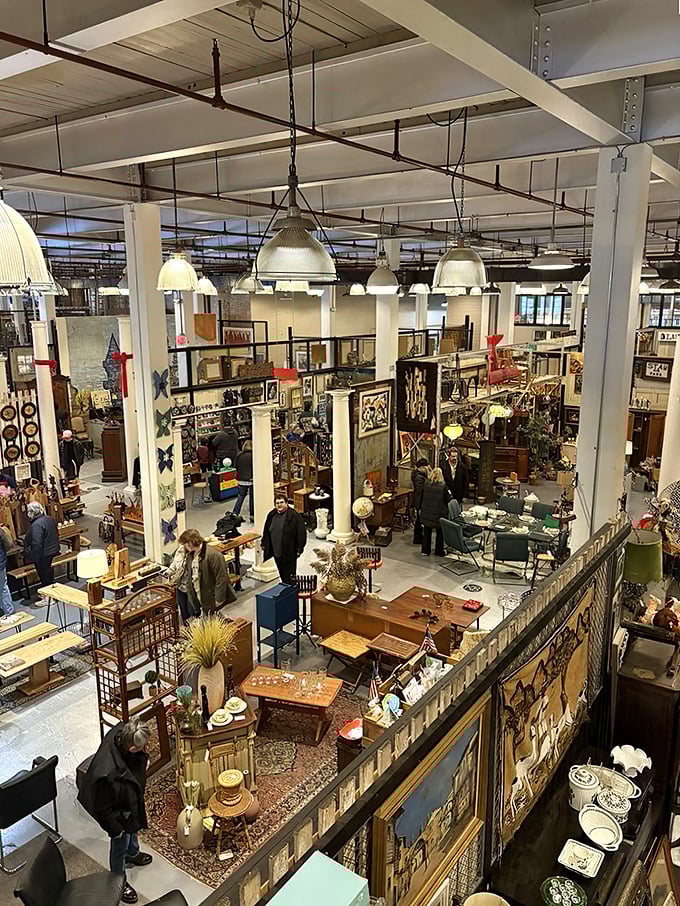 From this bird's-eye view, the market unfolds like a living museum where every aisle promises unexpected discoveries and forgotten memories.