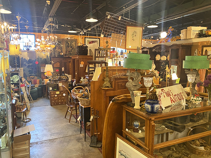 Organized chaos at its finest. This booth resembles your eccentric aunt's living room&mdash;if she collected everything from vintage textiles to mysterious curios.