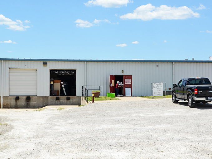 The back entrance may look industrial, but it's actually the portal to a parallel universe where yesterday's belongings await their second chance.