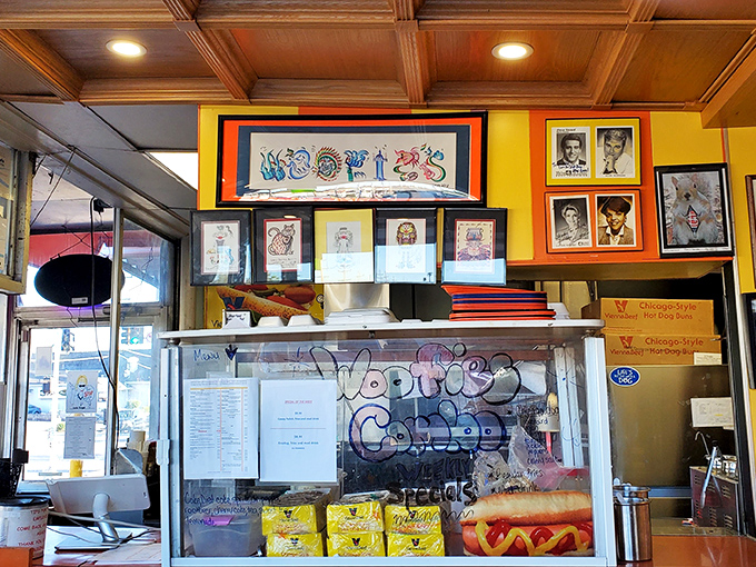 Wall-to-wall memorabilia tells stories of hot dog history while you wait. Like a museum where the art is edible and the admission price includes lunch.