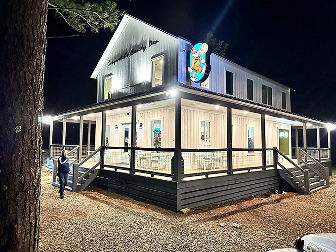 By night, Sasquatch's transforms into a glowing sugar palace that would make Willy Wonka consider relocating his factory to southeastern Oklahoma.