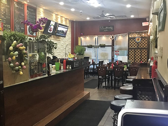 Inside, the warm wood counter and textured walls create that perfect "everybody knows your name" vibe without trying too hard.