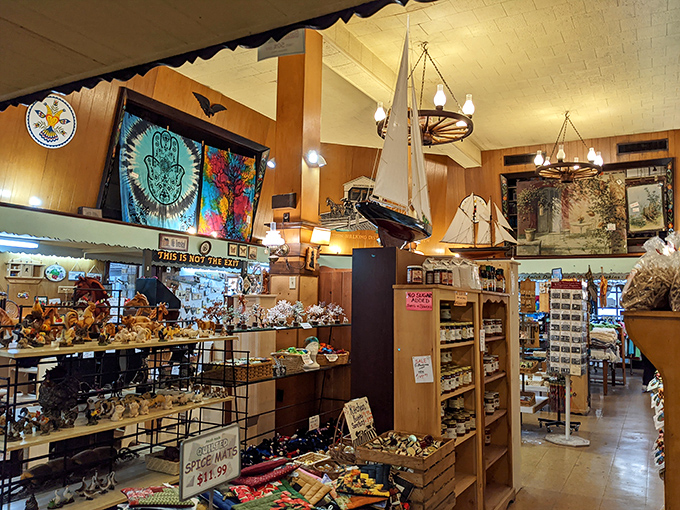 Step inside and you're transported to a simpler time, where wood-paneled walls and charming knick-knacks create the perfect backdrop for serious dessert decisions.