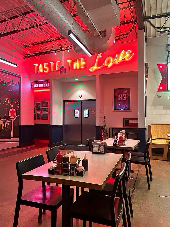 "Taste the Love" isn't just neon signage&mdash;it's truth in advertising that glows as warmly as the food that awaits.