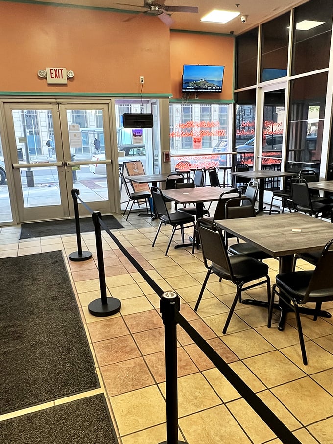 Simple, clean, and purposeful &ndash; the no-frills interior lets you focus on what matters: the impending joy of perfectly crafted hot dogs without fancy distractions.