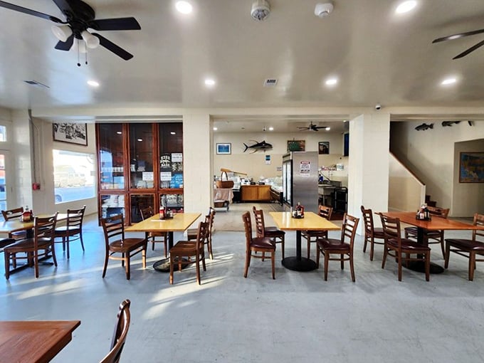 Simple wooden tables and nautical decor set the stage for serious eating. No white tablecloths needed when the seafood is this fresh.