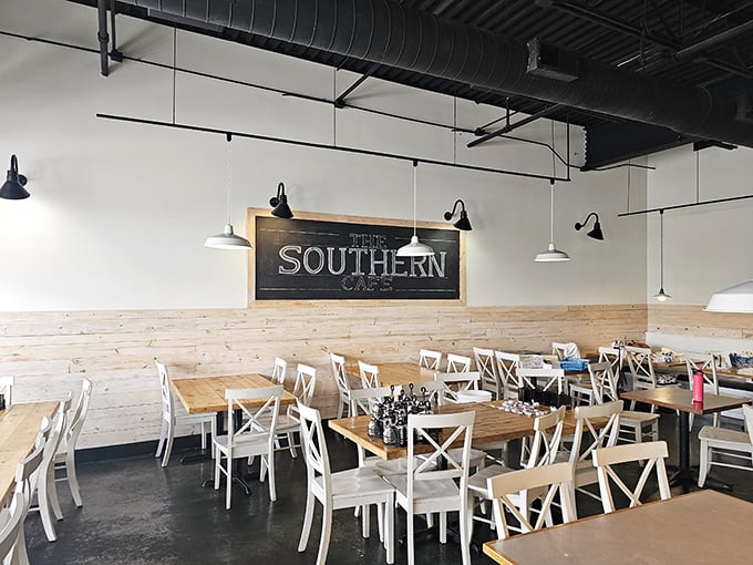 Modern farmhouse meets Southern hospitality in this bright, airy dining room. Those cross-back chairs aren't just stylish&mdash;they're perfect for settling in.