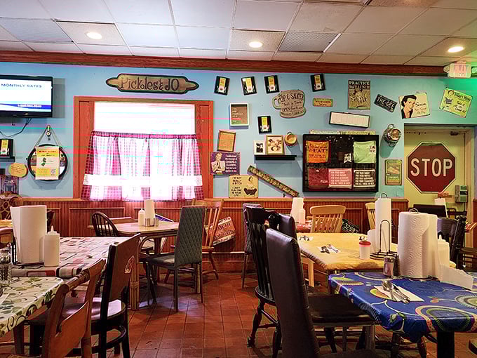 Inside, every inch tells a story – from checkered tablecloths to memorabilia-covered walls. This isn't decoration; it's a visual conversation.