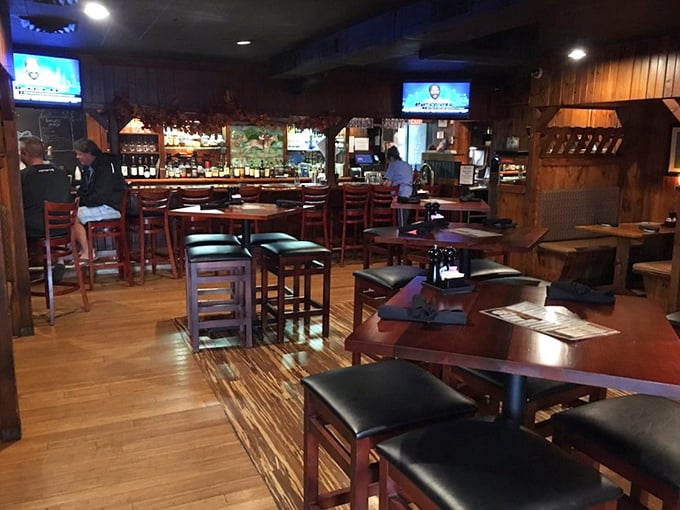 The bar at Rip's isn't trying to be trendy&mdash;it's too busy being authentic. Wood paneling and comfortable seating create the perfect backdrop for memorable meals.