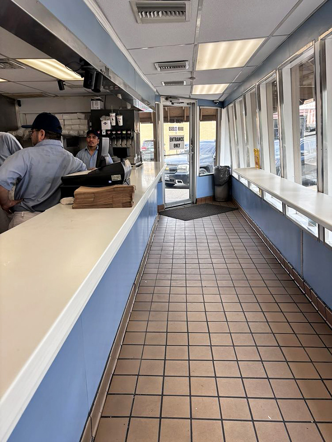 No room for dining tables here&mdash;just a narrow corridor for pilgrims on their quest for Chicago's most revered beef sandwich.