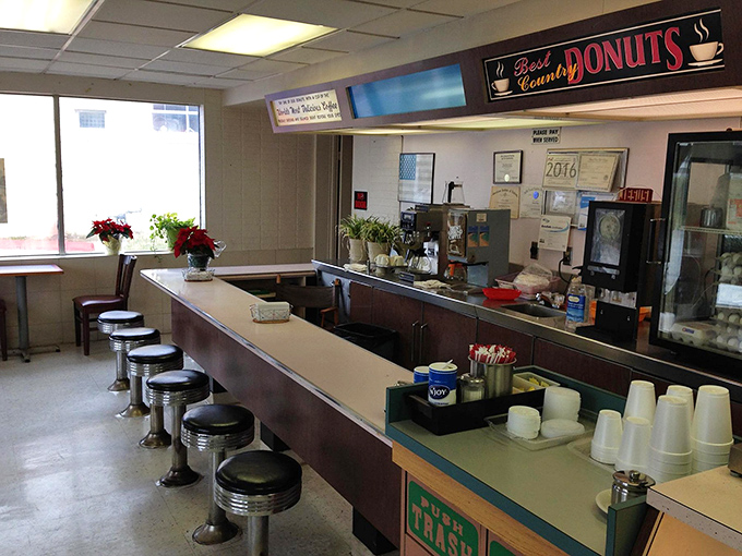Classic counter seating that whispers, "Sit a spell." These chrome stools have witnessed countless morning rituals and coffee refills.