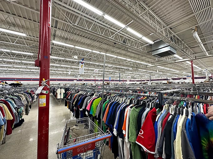 Endless racks stretch toward the horizon&mdash;a clothing universe where fashion time-travel is not just possible but encouraged.