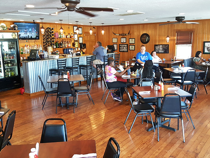 Wood-paneled walls and hardwood floors create the perfect backdrop for meat-based magic. Like stepping into your favorite uncle's den&mdash;if your uncle was a steak wizard.