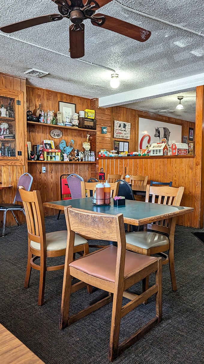 Wood-paneled walls and simple furnishings signal you've arrived somewhere authentic, where food, not decor, gets all the attention.