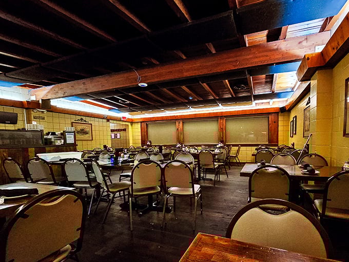 The dining room at Jocko's embraces a "less is more" philosophy&mdash;except when it comes to the steaks, where "more is more" rules.