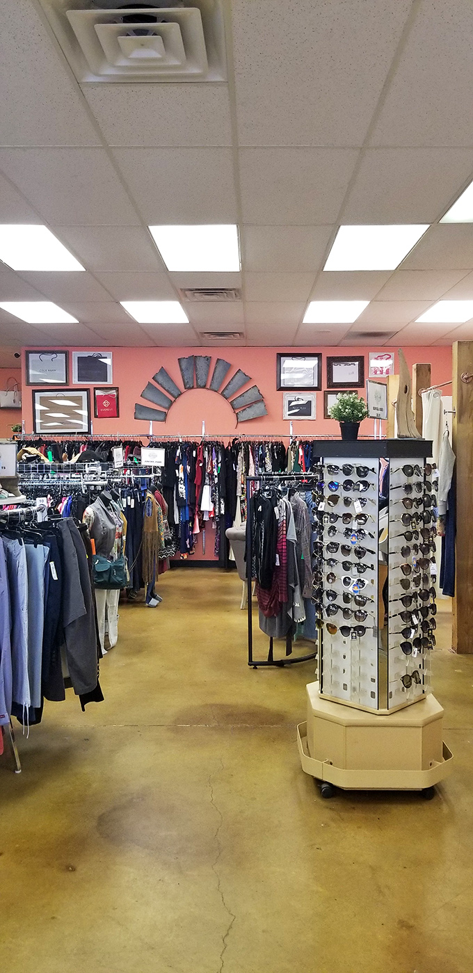 Coral walls and thoughtful organization? This isn't your grandmother's thrift store—unless Grandma was secretly a retail genius all along.